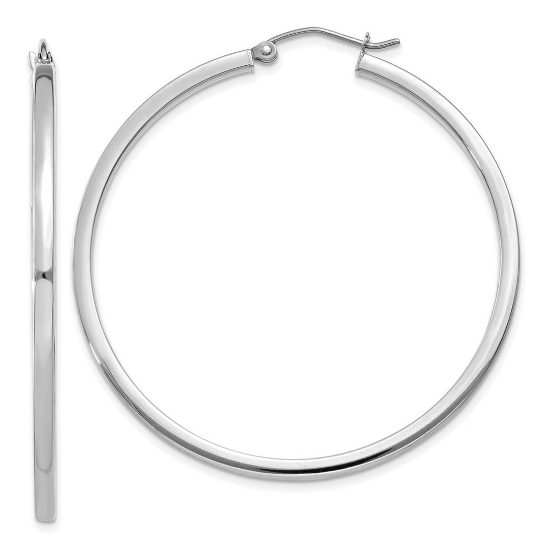 14k White Gold Polished Hollow tube 2mm Square-Tube Hoop Earrings ...