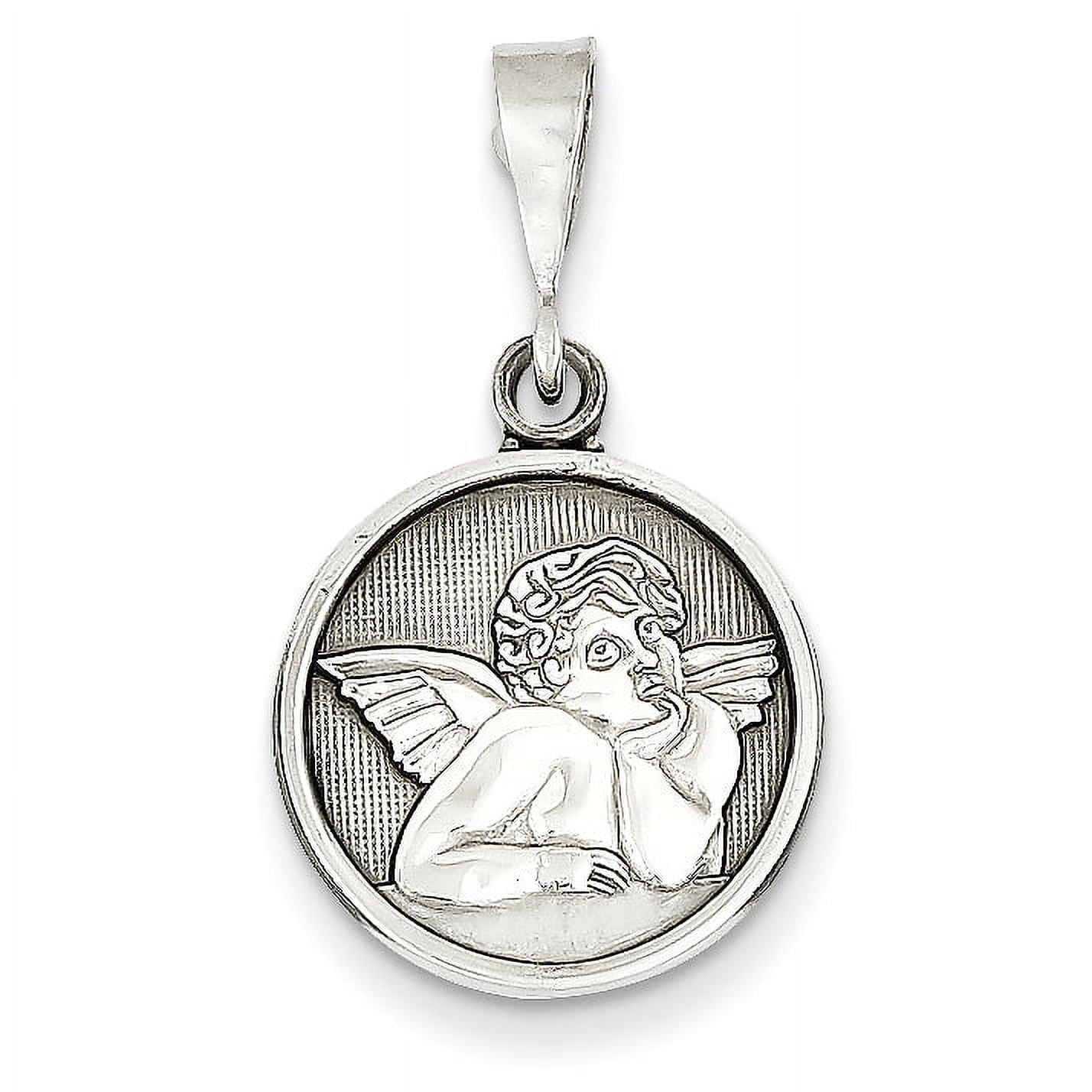 14k White Gold Polished & Satin Angel Pendant - Walmart.com