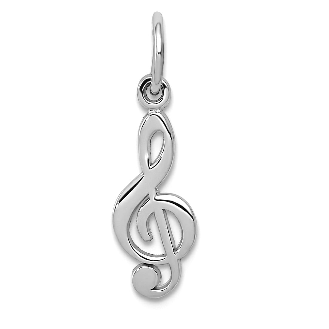 14k White Gold Polished Treble Cleft Charm 21.6x6.4mm Pendant Necklace ...