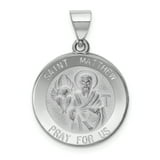 14k White Gold Polished and Satin St. Matthew Pendant - Walmart.com