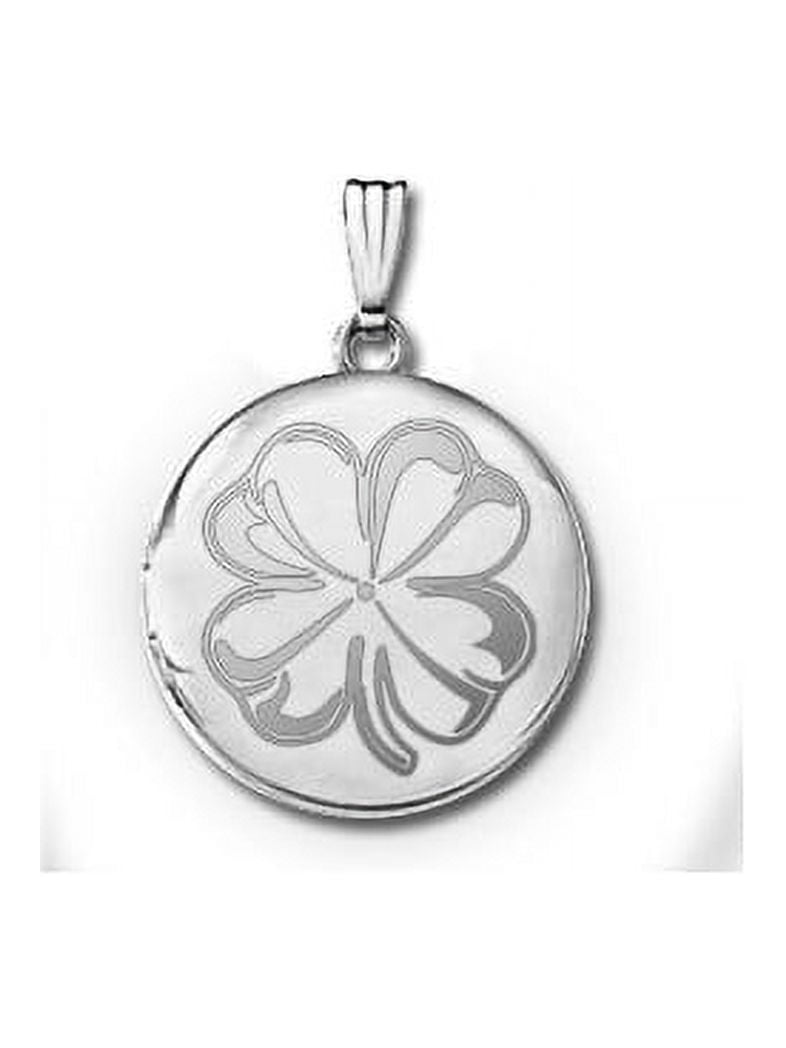14k White Gold Round 4 Leaf Clover Locket - 3/4 in X 3/4 in - Walmart.com