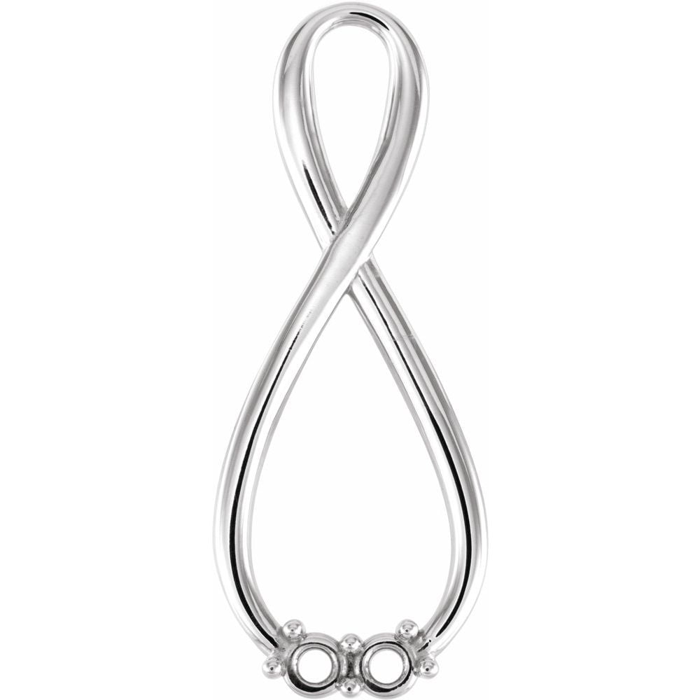 14k White Gold Round Shape 2 Two-Stone Infinity-Inspired Family Pendant ...