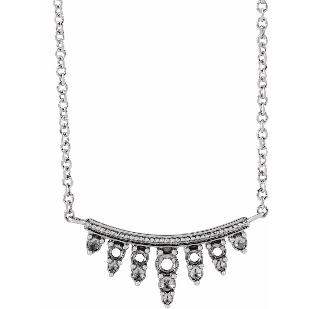 14k White Gold Round Shape Bar Necklace for Approximately 1/6 cttw Fine ...