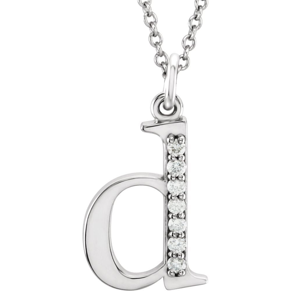 14k White Gold Round Shape Diamond Lowercase Initial d Necklace Fine Jewelry for Women Gifts for ...
