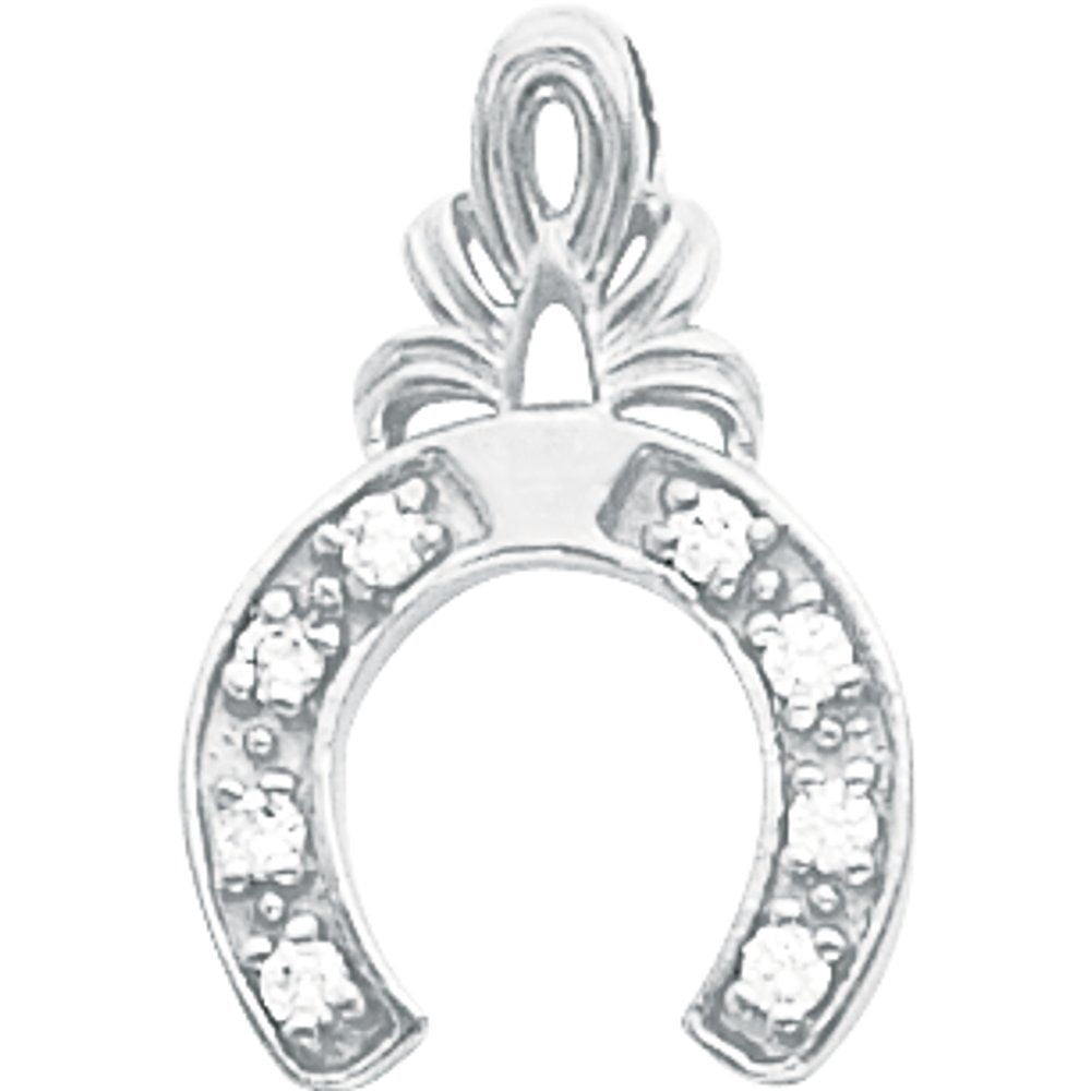 14k White Gold Round Shape Horseshoe Pendant for Approximately 1/4 cttw ...