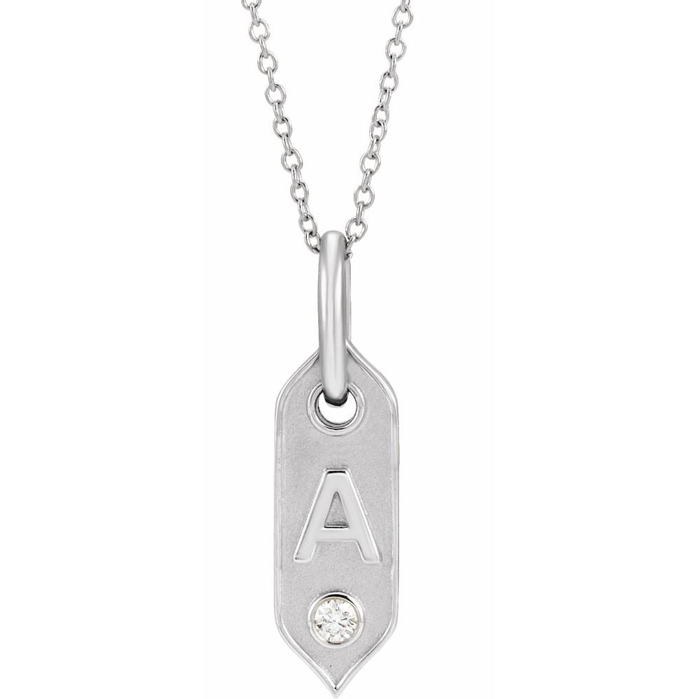 14k White Gold Round Shape Initial A Diamond Necklace Fine Jewelry for ...
