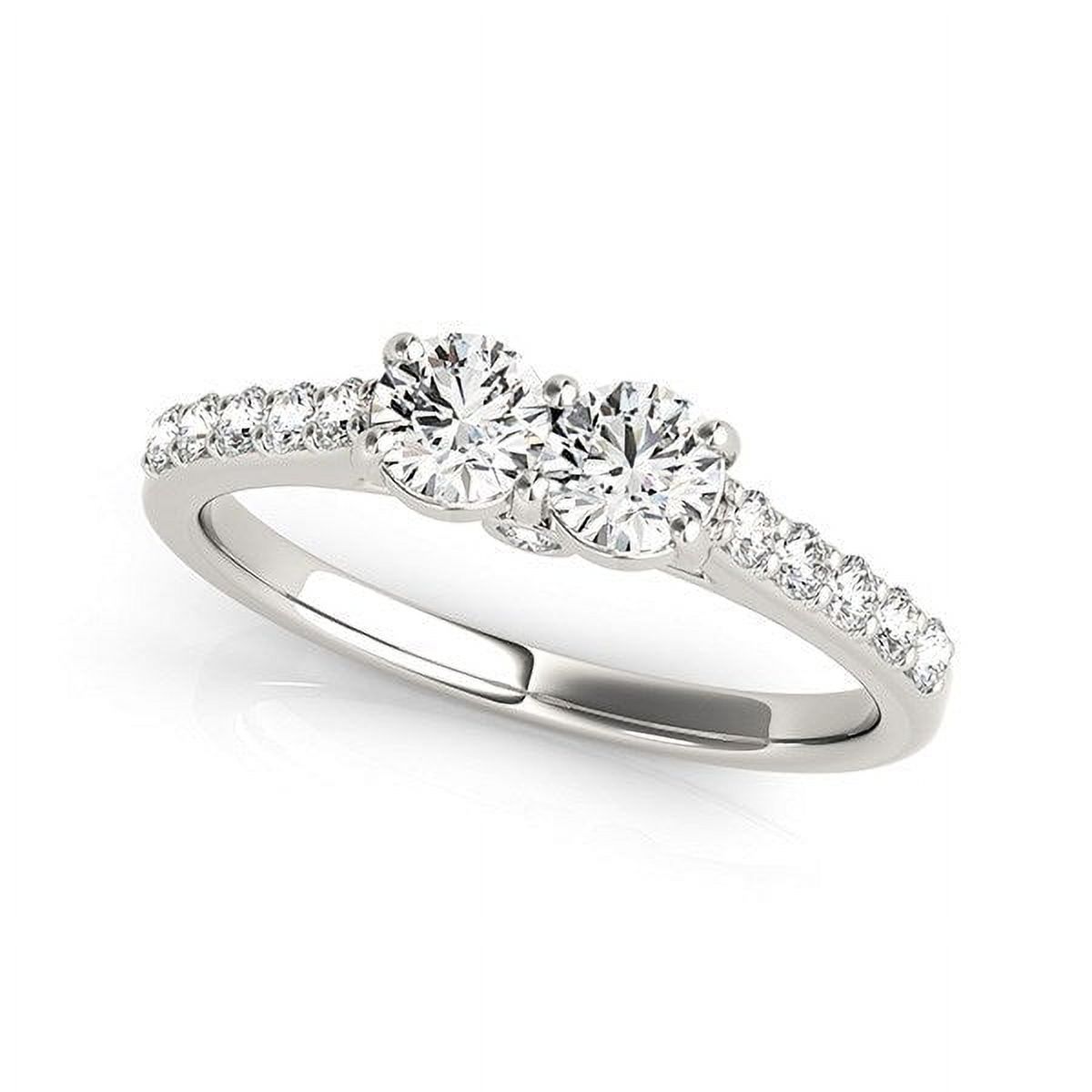 14k White Gold Round Two Stone Diamond Ring (3/4 cttw) - Walmart.com