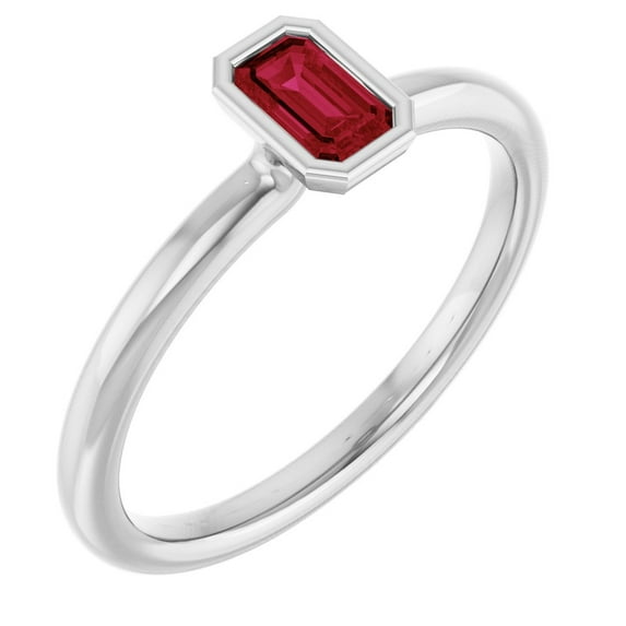 14k White Gold Ruby Stackable Family Fashion Ring Fine Jewelry For Women Gifts For Her, Size 7 ...