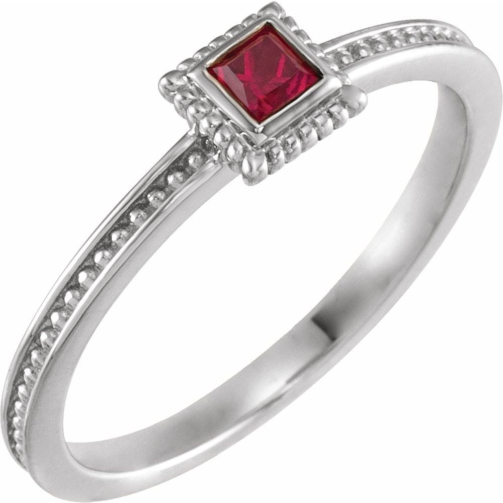 14k White Gold Ruby Stackable Family Fashion Ring Fine Jewelry For ...