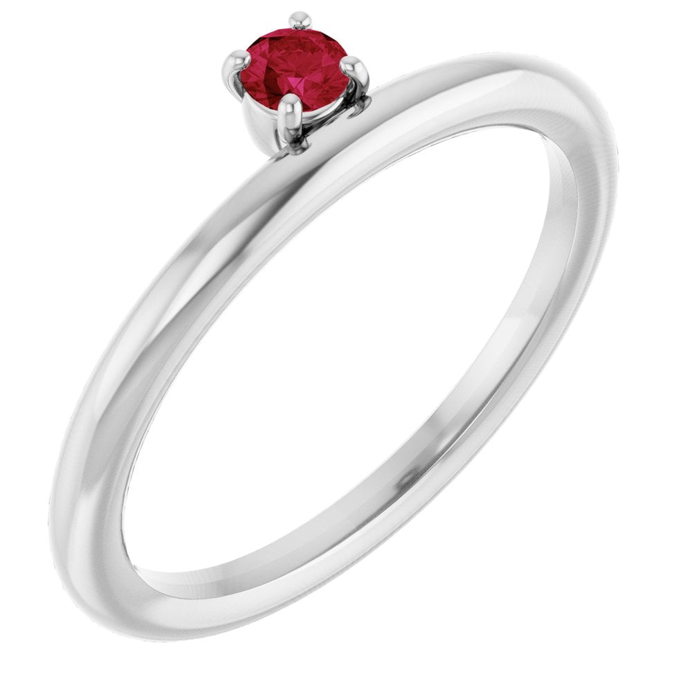 14k White Gold Ruby Stackable Fashion Ring Fine Jewelry For Women Gifts For Her, Size 7 ...