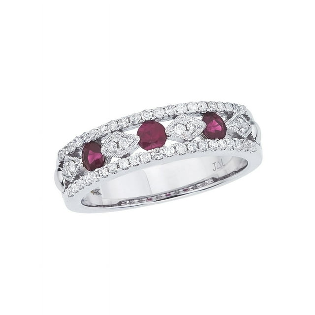 14k White Gold Ruby and Diamond Band - Walmart.com
