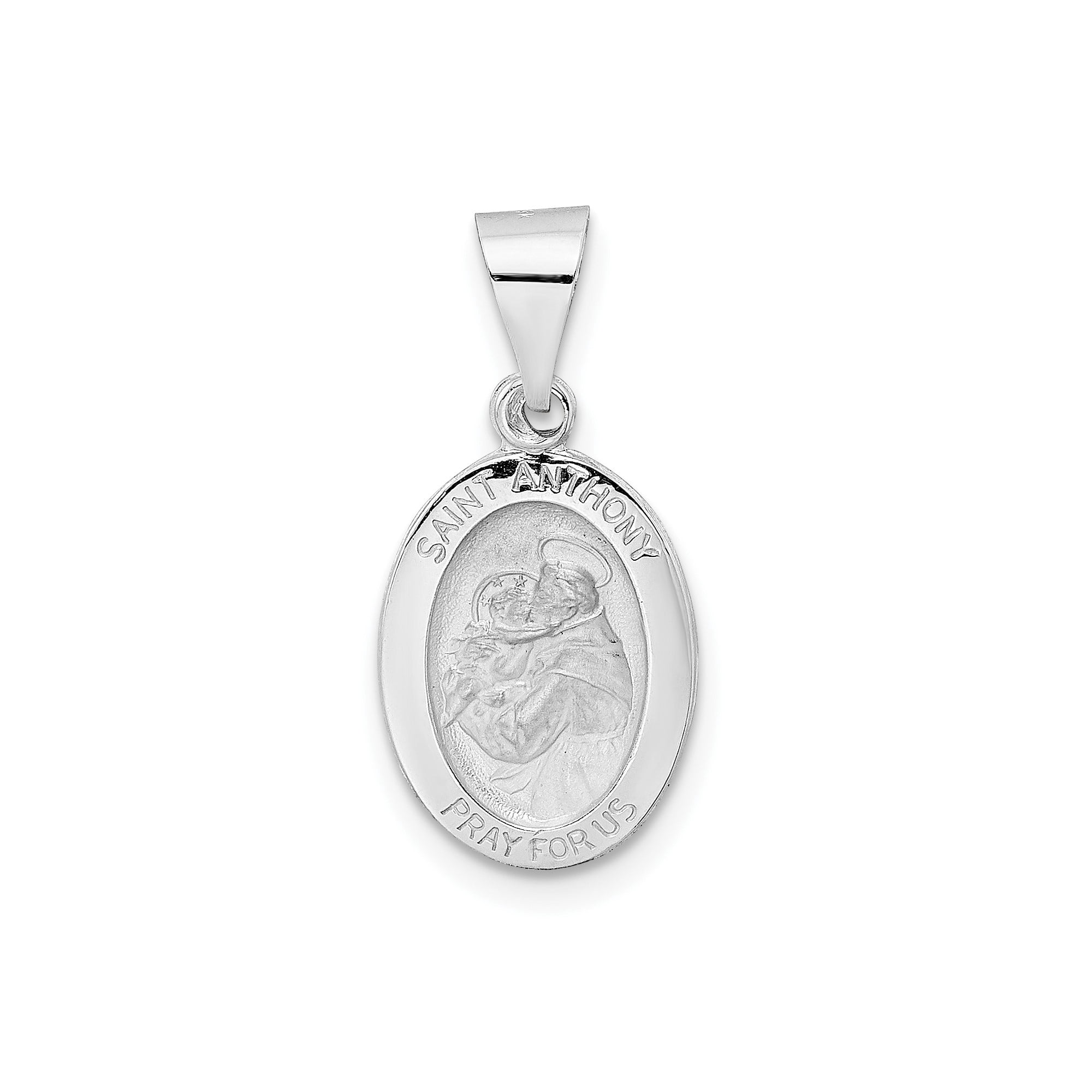 14k White Gold Saint Anthony Medal Pendant for Men or Women, Catholic ...