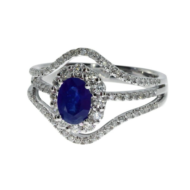 14k White Gold Sapphire and Diamond Ring - Walmart.com