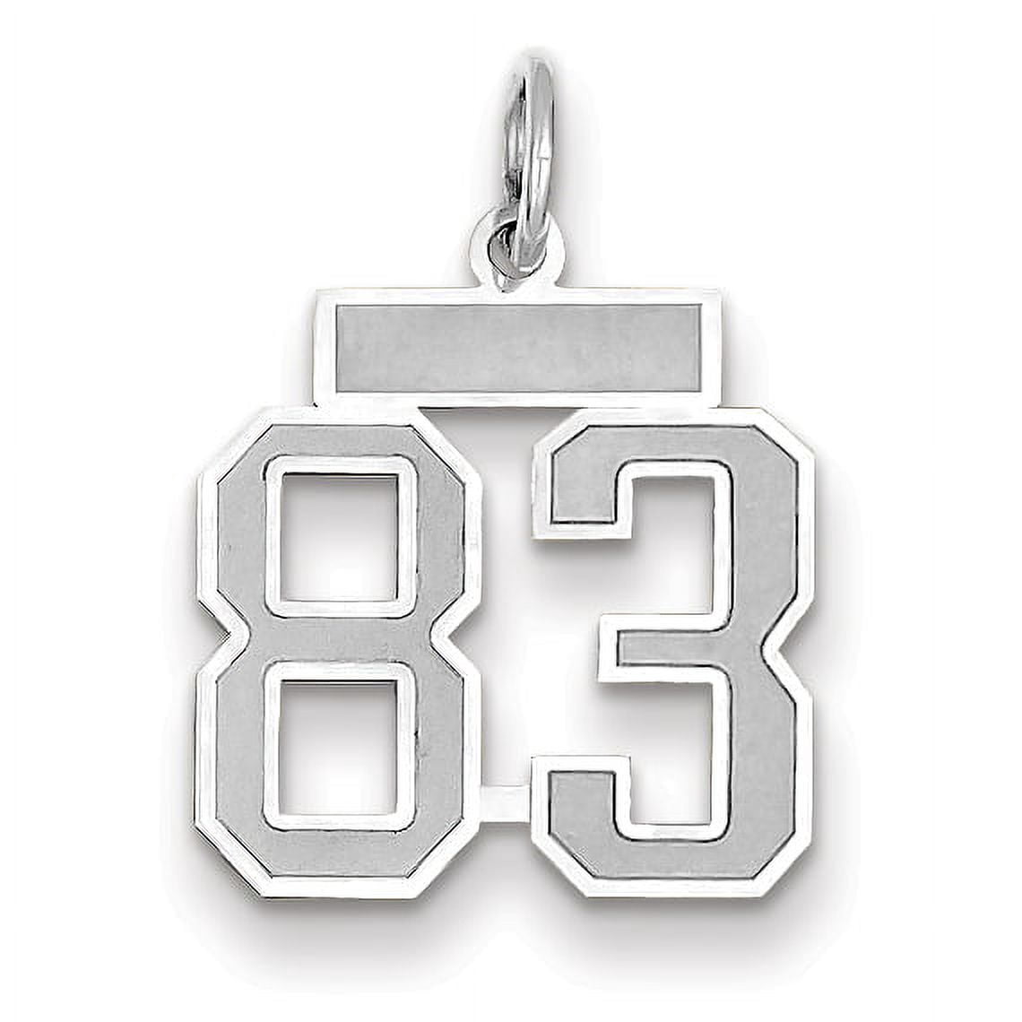 14k White Gold Satin Brush Finish Small Size Number 83 Charm Pendant ...