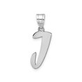 14k White Gold Script Initial J Pendant for Women, Polished Cursive ...