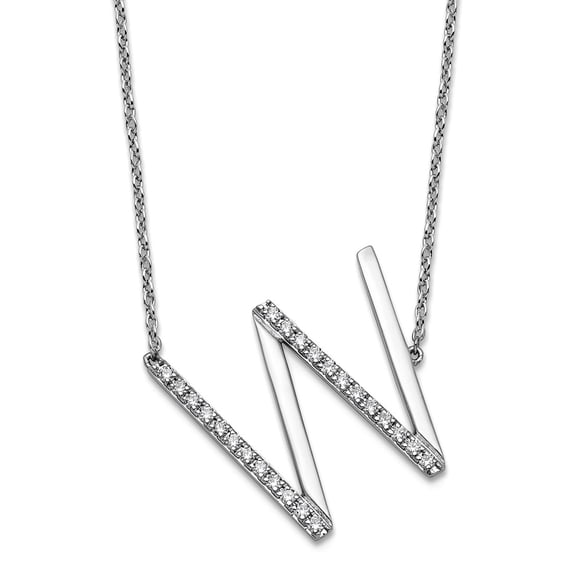 14k White Gold Sideways Diamond Letter Name Personalized Monogram ...