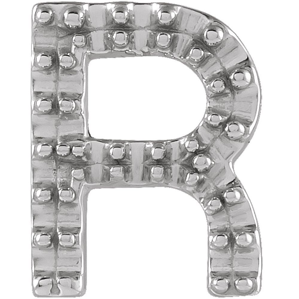 14k White Gold Single Initial R Earring Mounting Fine Jewelry For Women ...