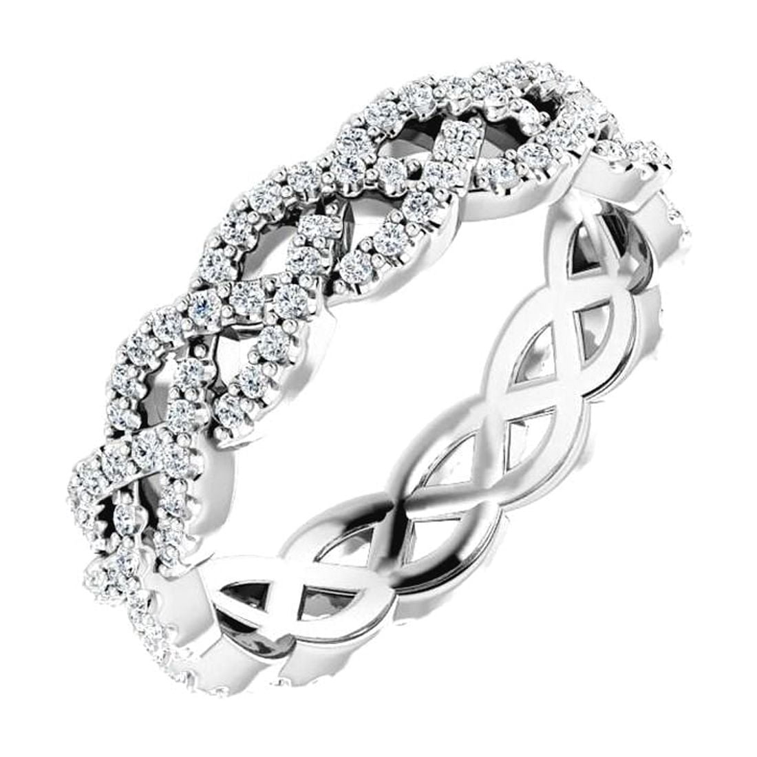 14k White Gold Size 7 Polished 0.63 Dwt Diamond Eternity Band Ring ...