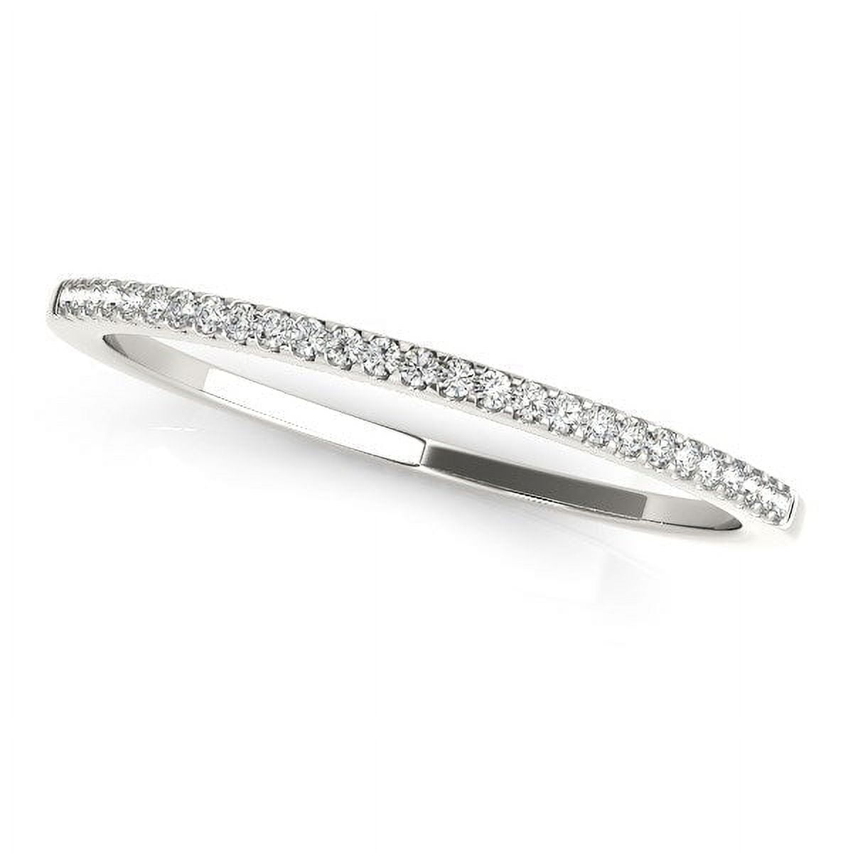 14k White Gold Slim Round Pave Set Wedding Band (1/10 cttw) - Walmart.com