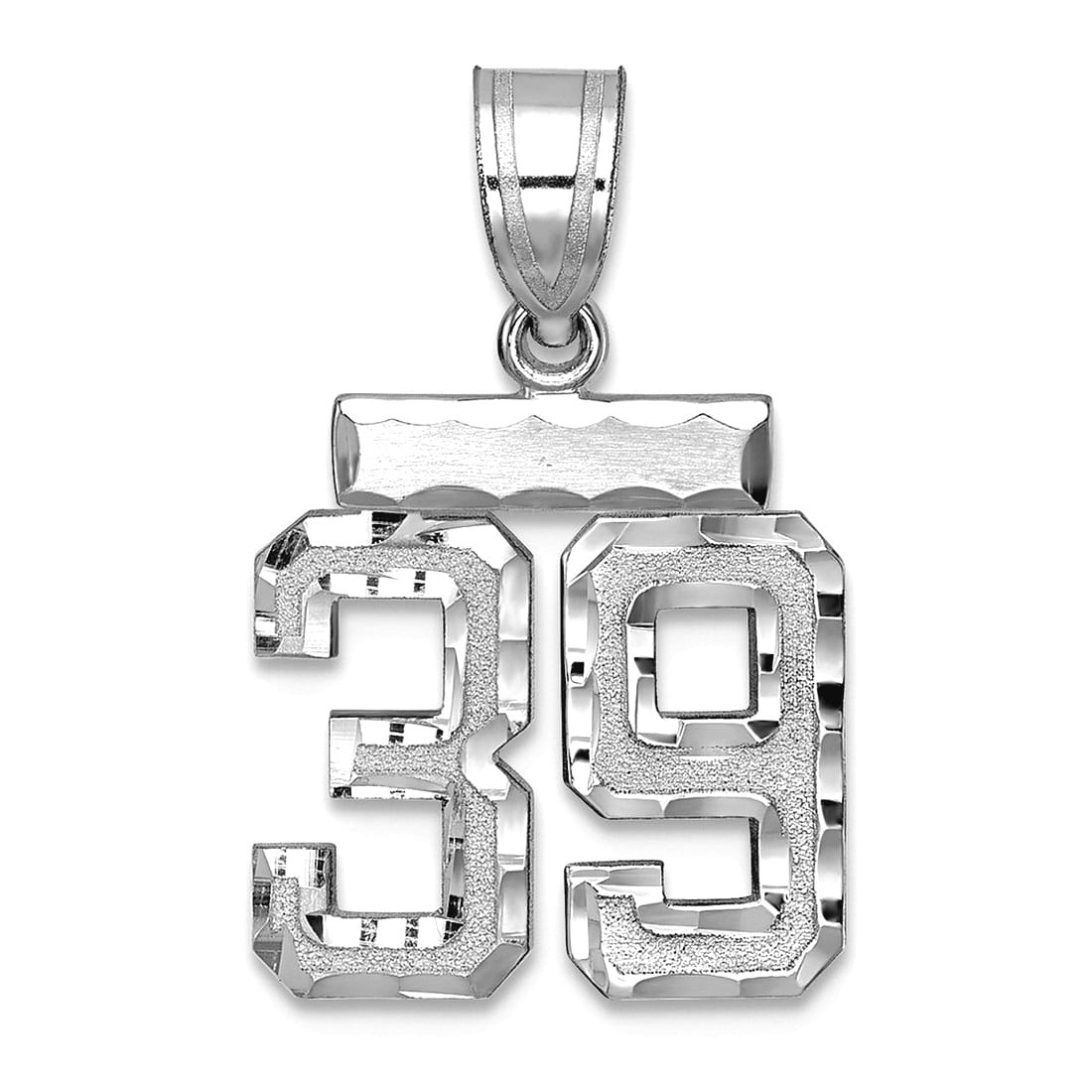 14k White Gold Small Sparkle Cut Sport game Number 39 Charm Pendant ...