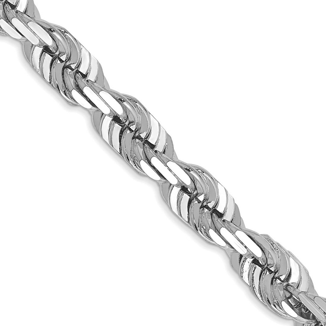 14k White Gold Solid 5.5mm D Cut Rope Chain Necklace 20 Inch Lobster Claw - Chain Necklace for ...