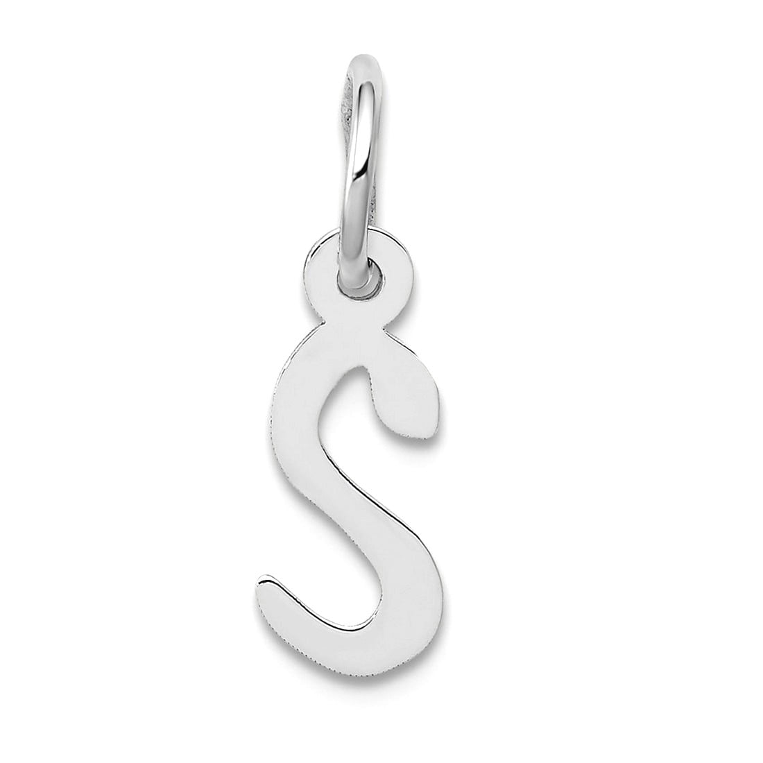 14k White Gold Solid Polished Laser cut Small Slanted Block Initial S ...