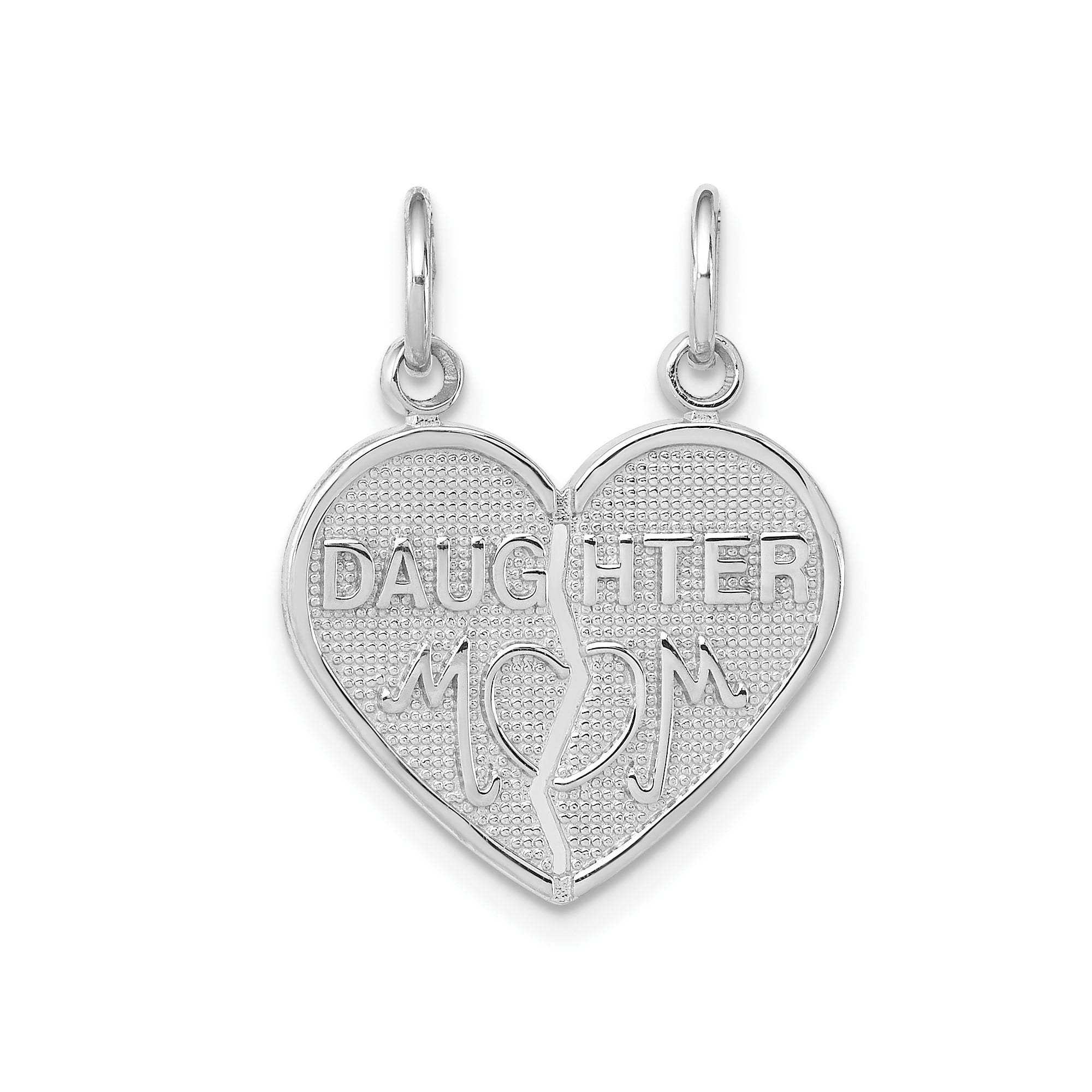 14k White Gold Split Heart Pendant Necklace Set for Women with Mom and ...