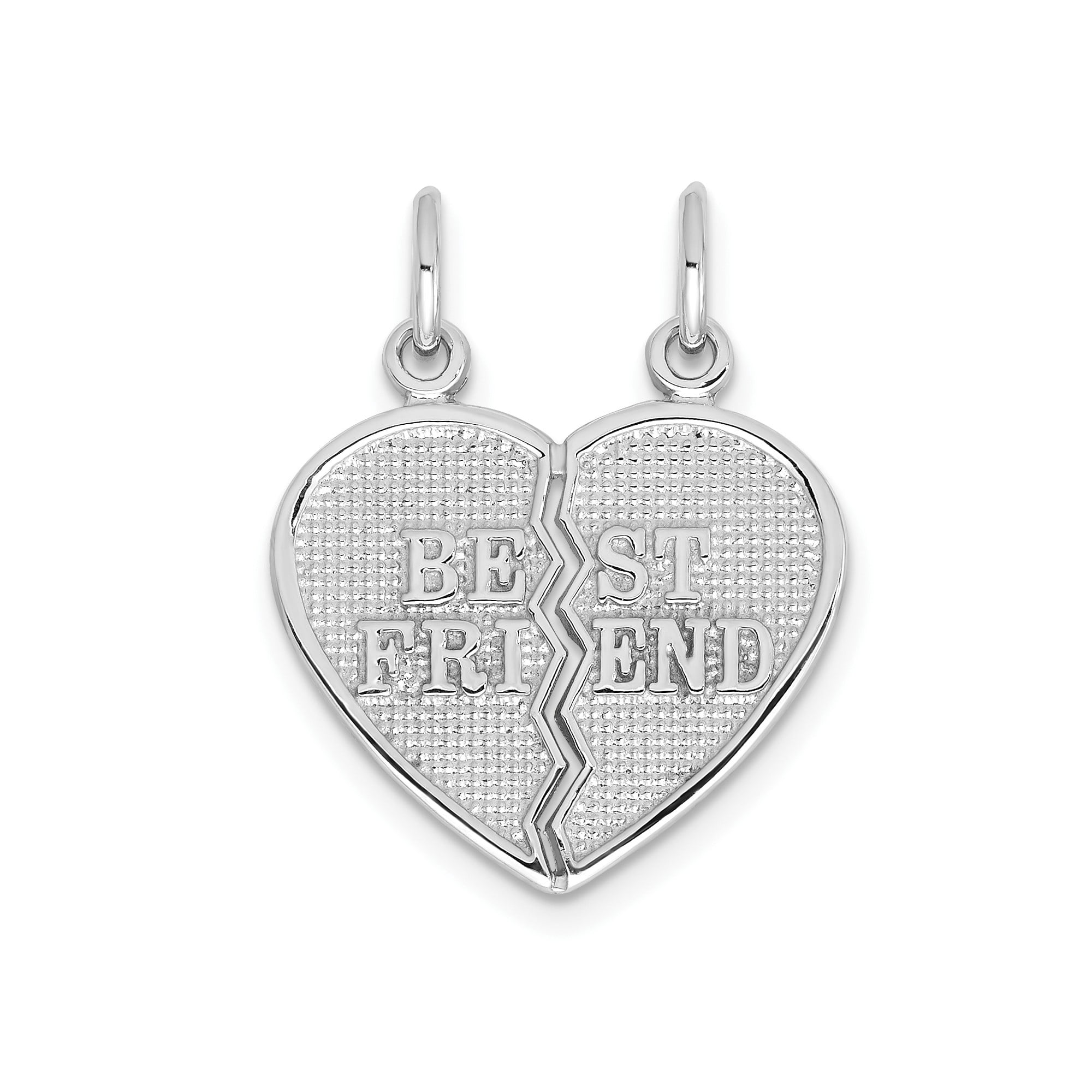 14k White Gold Split Heart Pendant Necklace for Women or Teens, Break ...