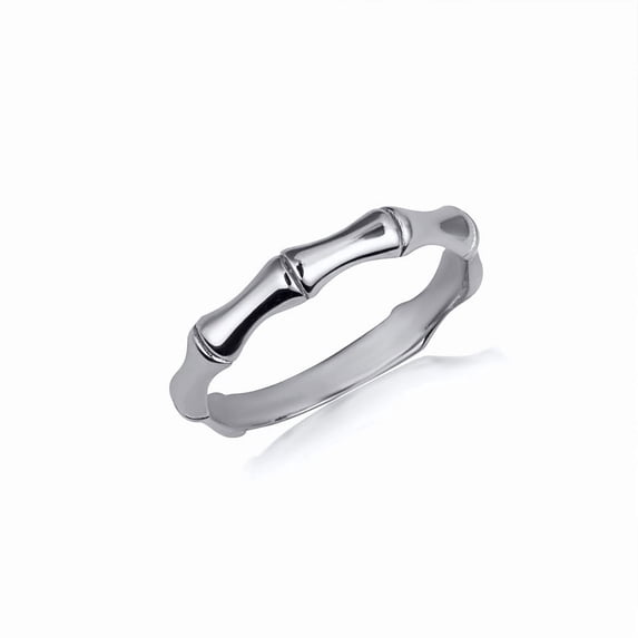 14k White Gold Stackable Bamboo Band Ring (Size 9) - Walmart.com