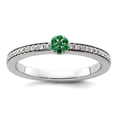 14k White Gold Stackable Created Emerald Diamond Ring Size 7 Stackable ...
