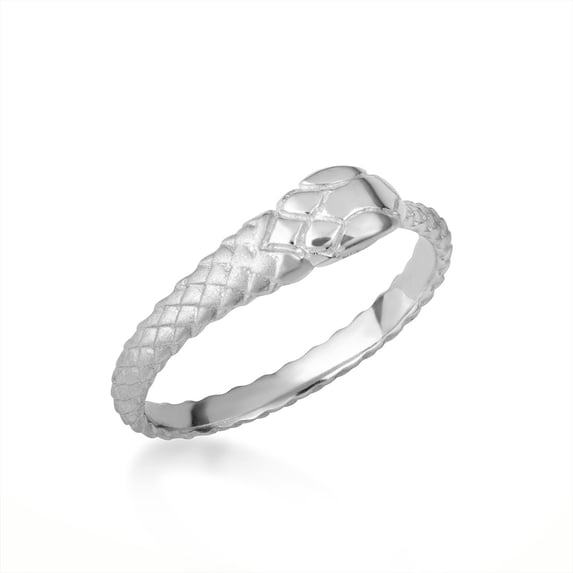 14k White Gold Textured Ouroboros Serpent Snake Ring (Size 5.75 ...