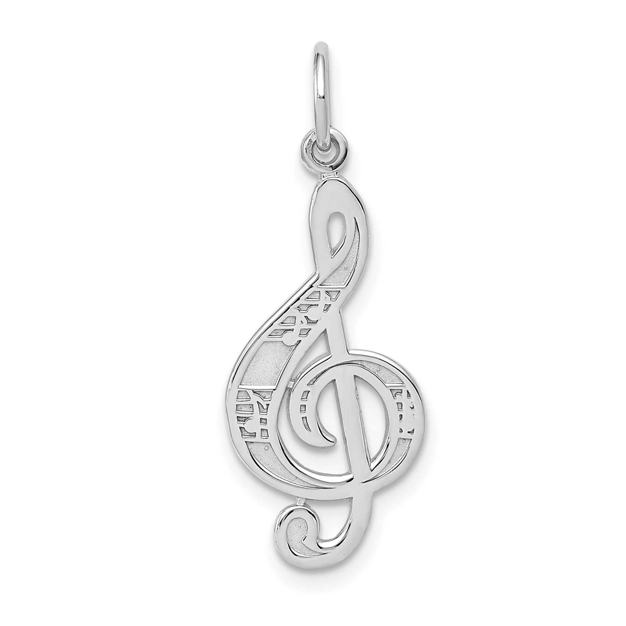 14k White Gold Treble Clef Pendant with Musical Note Cutouts, Unisex ...