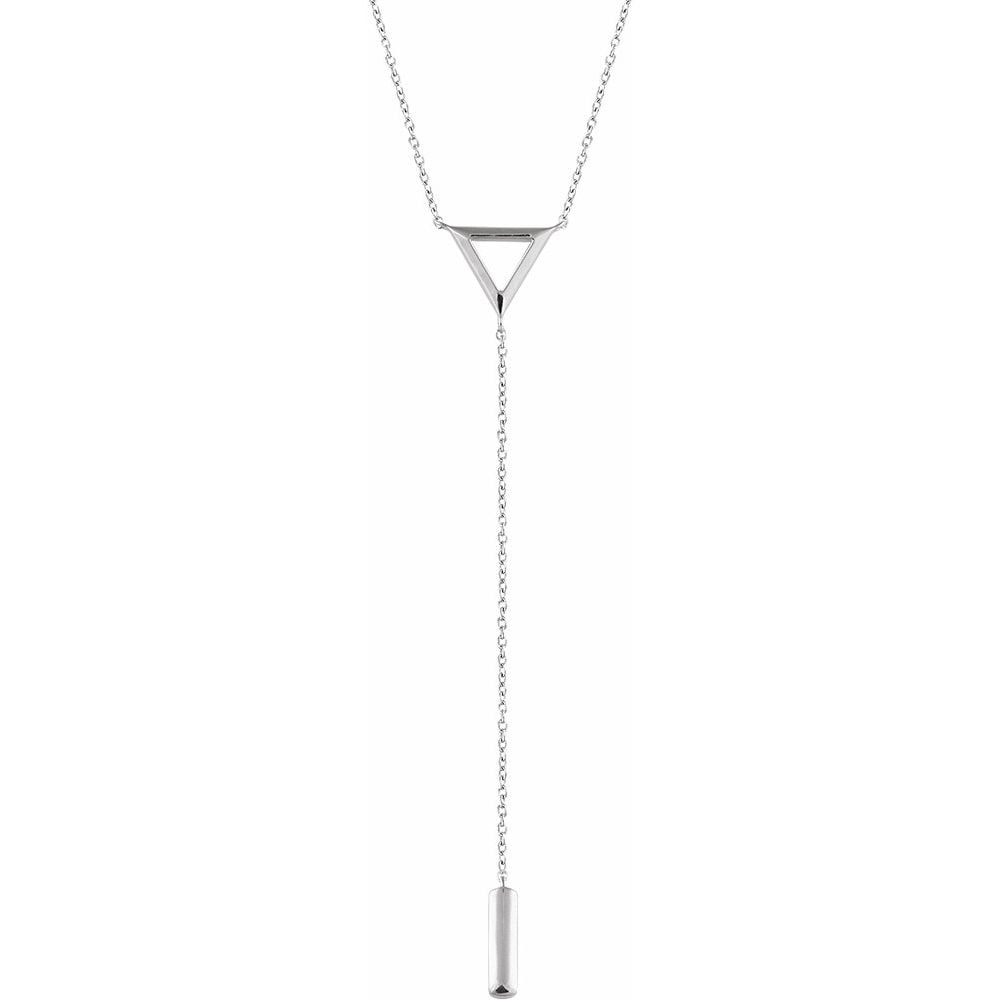 14k White Gold Trillion Triangle Shape and Bar Y Bar Necklace Fine Jewelry for Women Gifts for ...