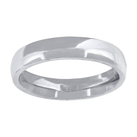14k White Gold Unisex Dome Polished Comfort Fit 4MM-Size 14 Wedding Engagement Band Ring ...