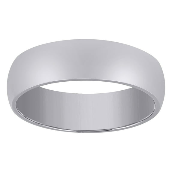 14k White Gold Unisex Dome Polished Comfort Fit 6MM-Size 8 Wedding ...