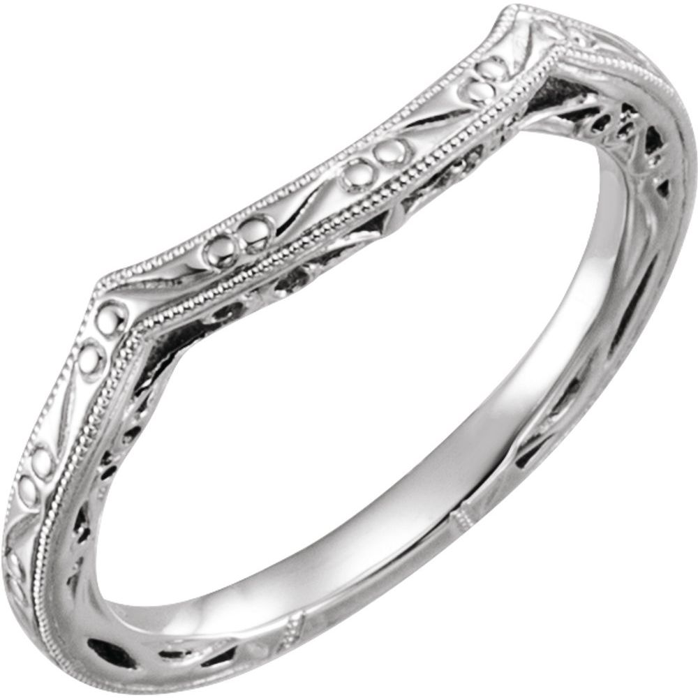 14k White Gold Vintage-Inspired Matching Band for 5.8mm Round Bridal ...