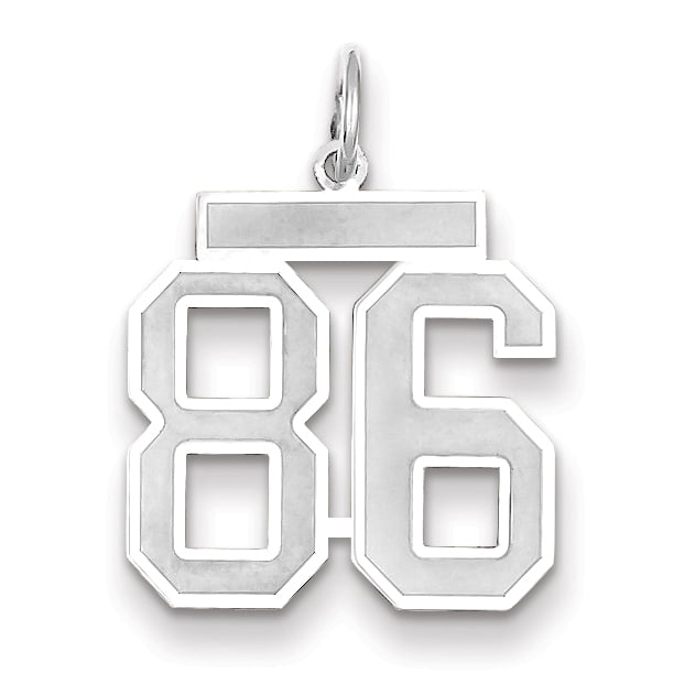 14k White Gold WG Medium Satin Number 86 Charm Pendant - Walmart.com