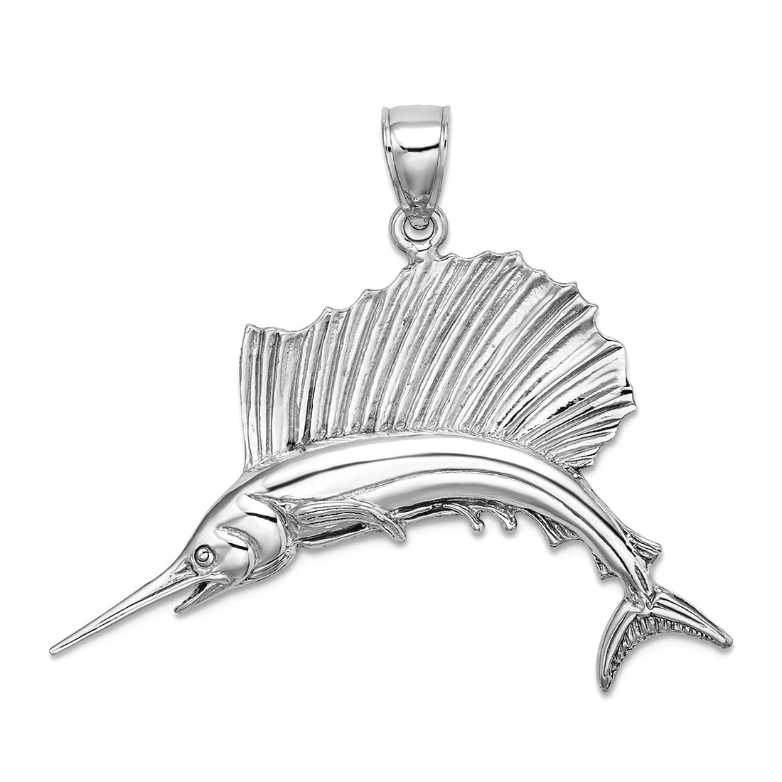 14k White Gold White Sailfish High Polish Charm 27.8x41mm Wide 2.3mm ...