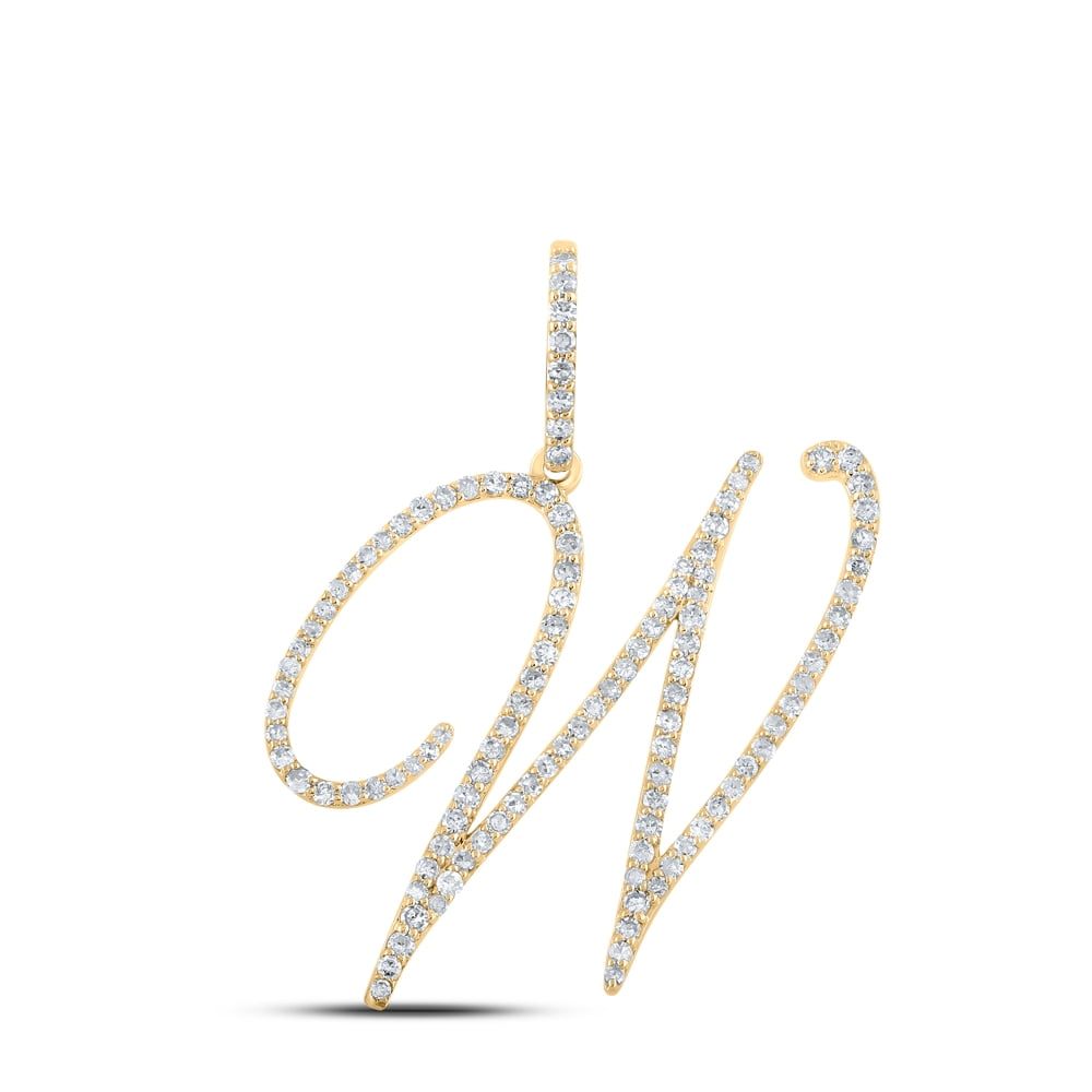 14k White Gold Womens Round Natural Diamond W Initial Letter Pendant 5/ ...