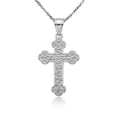 14k White Solid Yellow Gold Greek Orthodox Floral Rose Cross Pendant ...