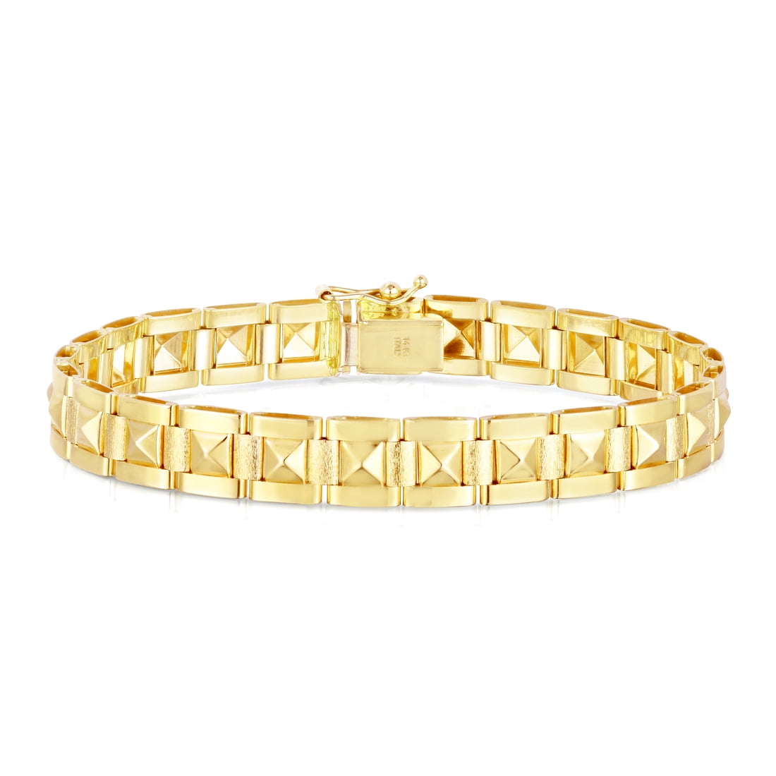 14k White Yellow Gold Spike Pyramid Bracelet With Box Clasp 8.5mm 7 ...