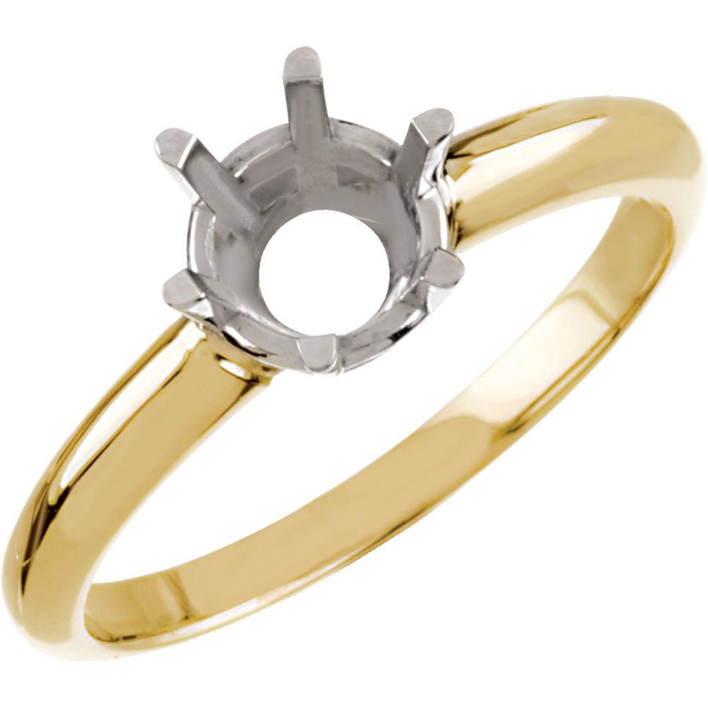 14k White and Yellow Two Tone Gold 11mm Round Shape Bridal Wedding ...