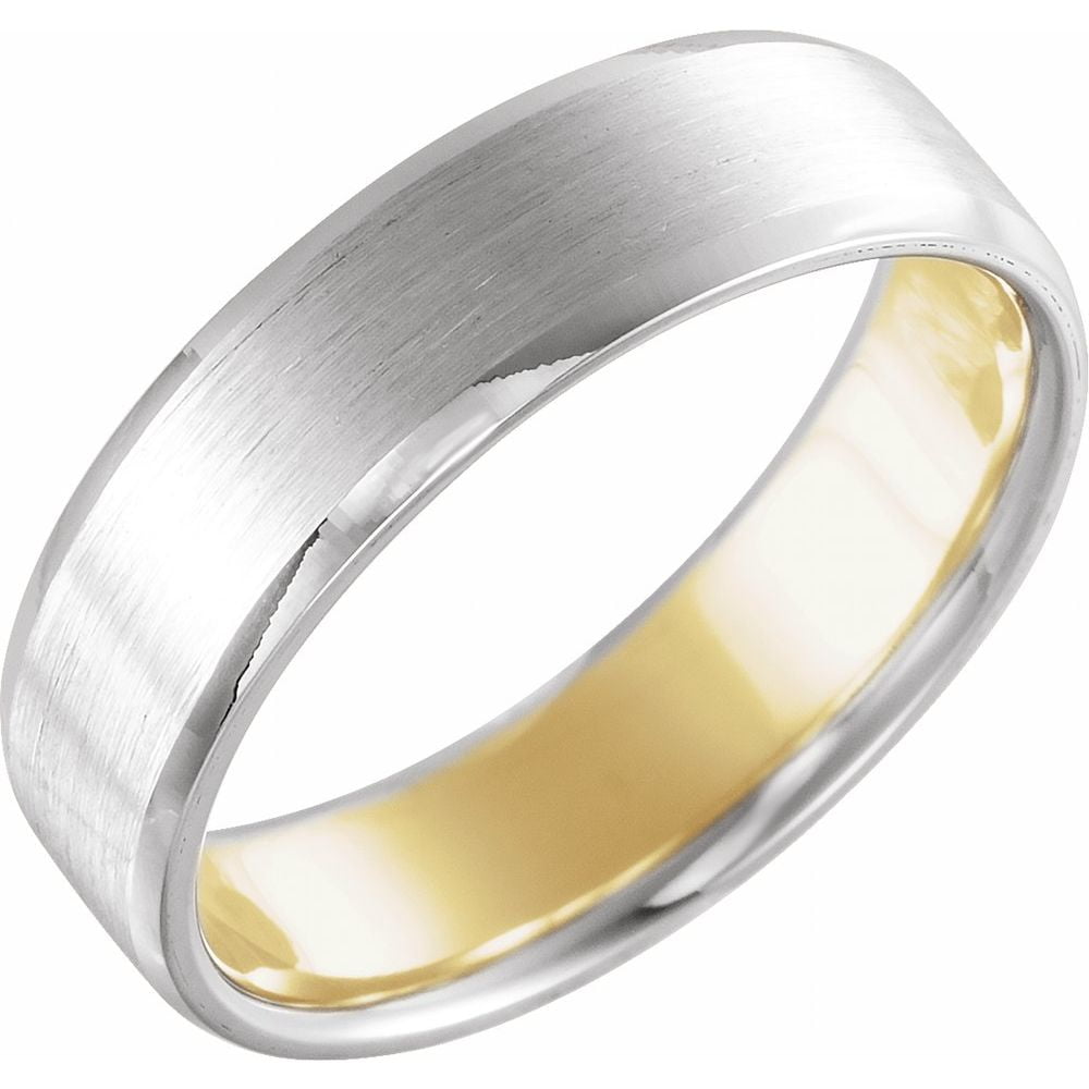 14k White and Yellow Two Tone Gold 5mm Beveled-Edge Bridal Wedding ...