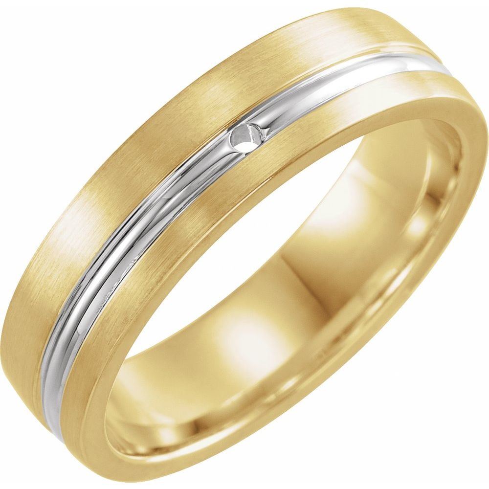 14k White and Yellow Two Tone Gold 6mm Grooved Bridal Wedding ...