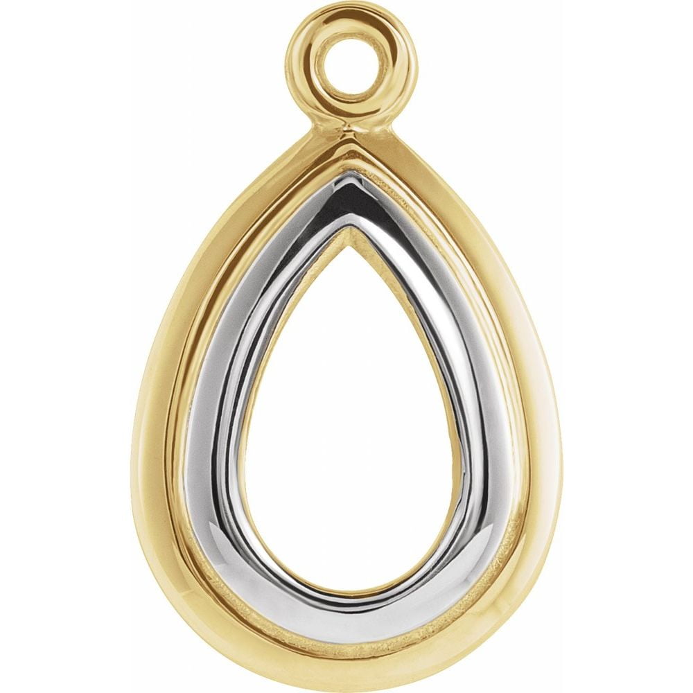14k White and Yellow Two Tone Gold 9x6mm Pear Shape Bezel-Set Dangle ...