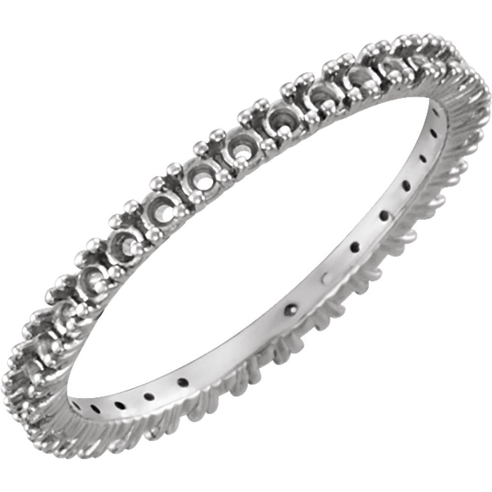 14k X1 White Gold 1.7mm Round Shape Eternity Band Ring Fine Jewelry For ...