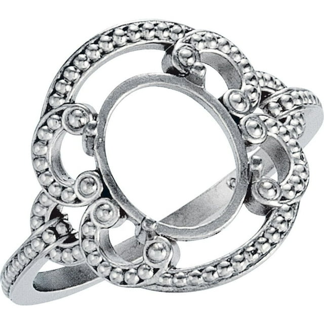 14k X1 White Gold 10x8mm Oval Shape Granulated Design Single Stone ...