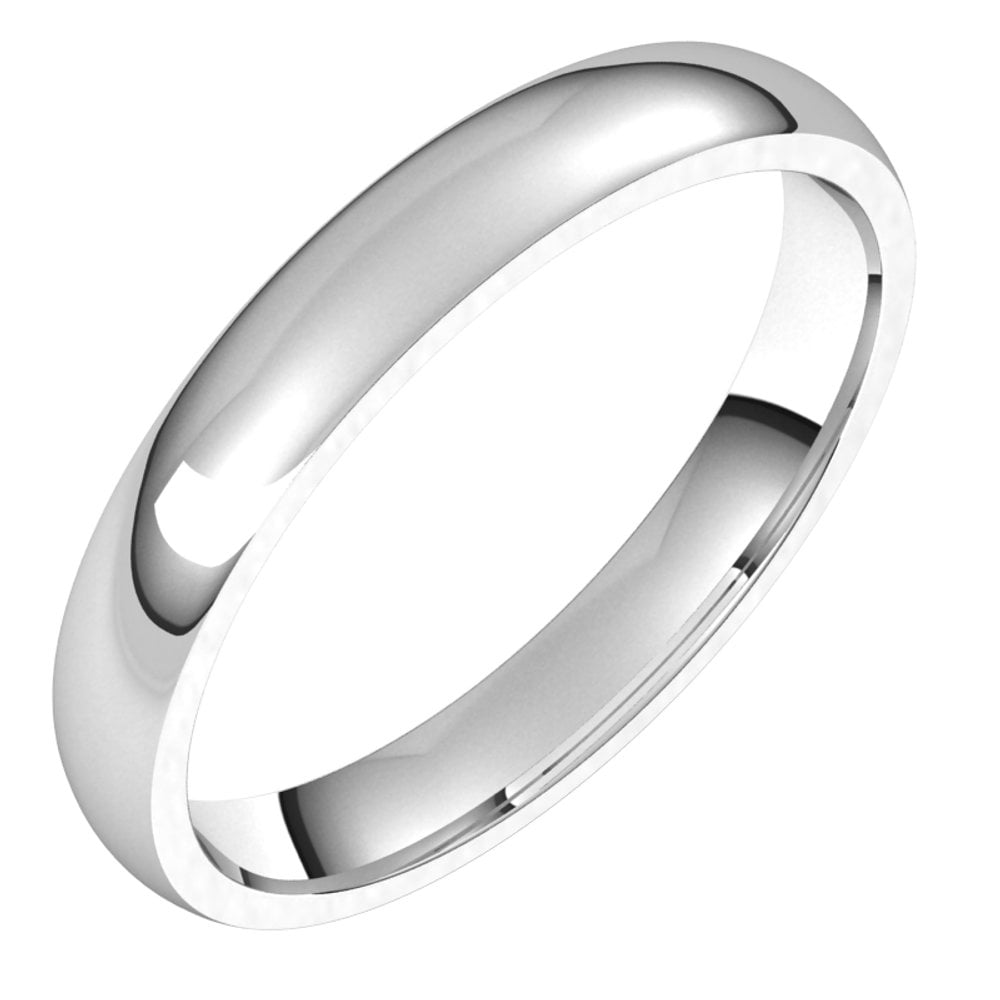 14k X1 White Gold 3mm Half Round Shape Comfort Fit Light Classic Bridal ...