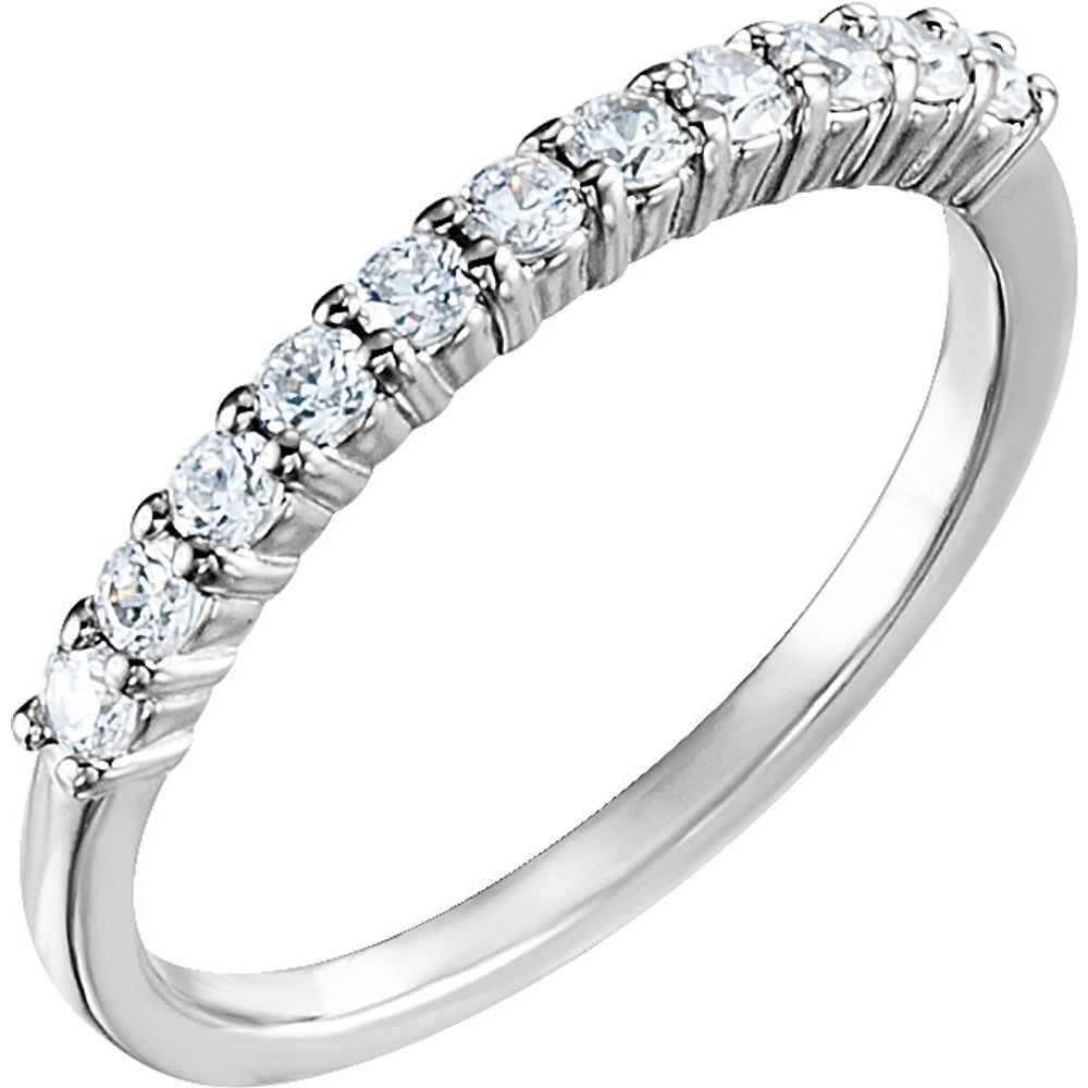 14k X1 White Gold 3mm Round Shape 11 Eleven-Stone Anniversary Band Ring ...
