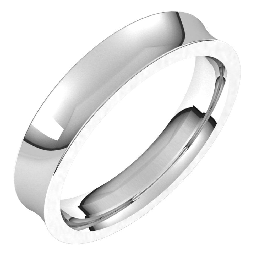 14k X1 White Gold 4mm Concave Comfort Fit Classic Bridal Wedding ...